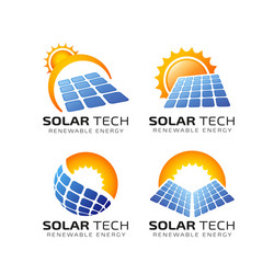 Sun solar energy logo design template tech Vector Image