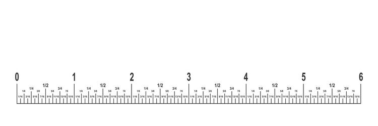 6 inches ruler scale with fractions math Vector Image