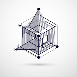 Geometric technology black and white drawing 3d Vector Image