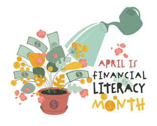 Financial literacy month horizontal banner Vector Image