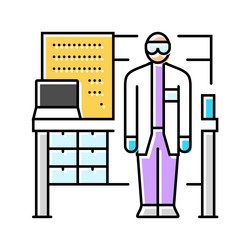 Medical technologist at workbench line icon Vector Image