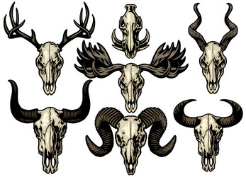 Animal horns sticker set Royalty Free Vector Image