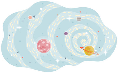 Solar system of planets with large and small Vector Image
