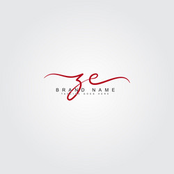 Initial letter ze logo handwritten signature Vector Image