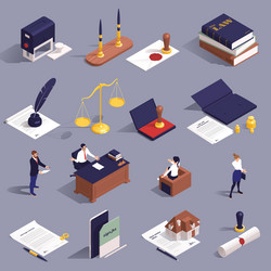 Notary services isometric flowchart Royalty Free Vector