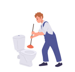 Plumber worker cartoon character in uniform Vector Image
