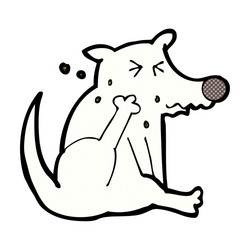 Comic cartoon dog scratching Royalty Free Vector Image