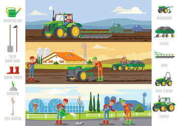 Agriculture gardening and farming tools poster Vector Image