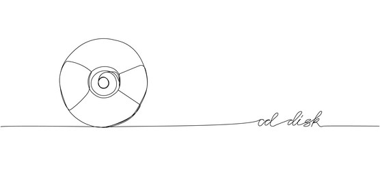 Cd disk compact disc one line art continuous Vector Image