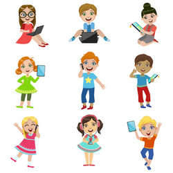 Happy kids cartoon collection Royalty Free Vector Image