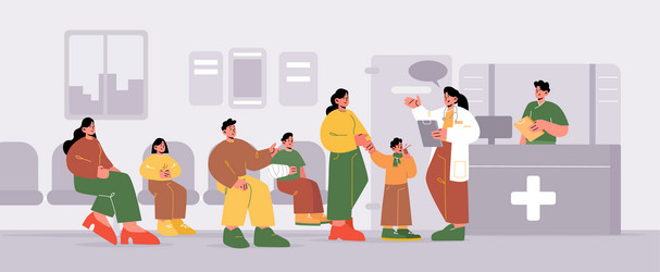 Big queue many multitude people waiting in long Vector Image