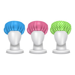 Realistic detailed 3d white blank shower cap Vector Image