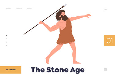 Presenting stone age time landing page design Vector Image