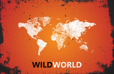 Vintage world map with wild animals and mountains Vector Image