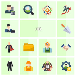 12 job flat icons set isolated on white background