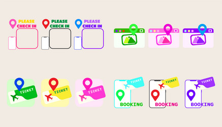 Collection place check-in plane ticket check-in Vector Image