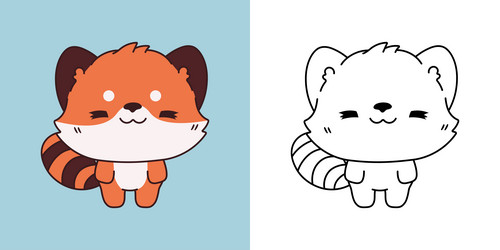 Collection of red panda outline art set Royalty Free Vector