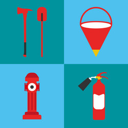 Firefighter icon set fire departament equipment Vector Image