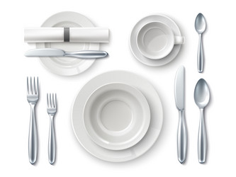 Detailed of breakfast table setting Royalty Free Vector