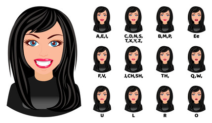 Cartoon female character mouth lip sync Royalty Free Vector