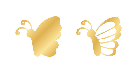 Gold butterfly logo collection abstract golden Vector Image