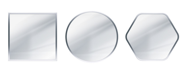 Realistic mirrors round and square reflective Vector Image