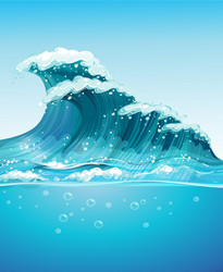 Four scenes of ocean waves Royalty Free Vector Image