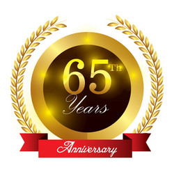 25 years anniversary golden label with ribbon Vector Image