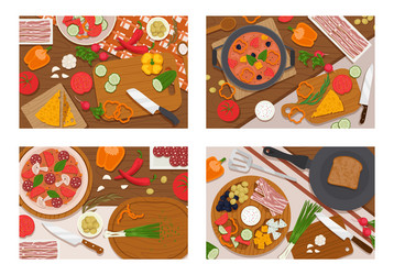 Cooking food top view Royalty Free Vector Image