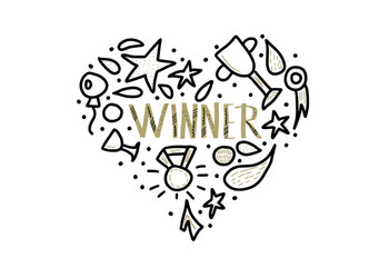 Winner lettering with decoration quote Royalty Free Vector