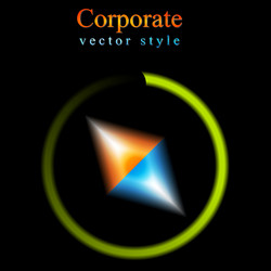 Glowing green abstract logo on black background Vector Image