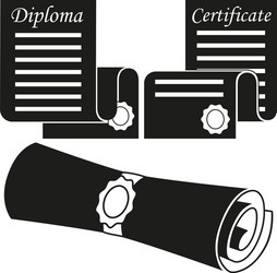 Colorful cartoon graduation scroll set Royalty Free Vector
