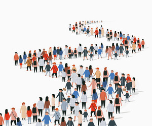 Crowd isometric various nationalities and ages Vector Image