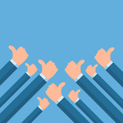 Cheering people holding many thumbs up Royalty Free Vector