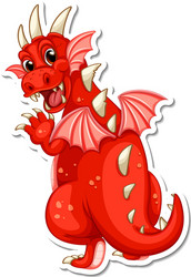 Little cute cartoon red baby dragon icon Vector Image