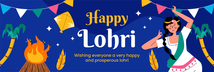 Happy lohri day banner horizontal template design Vector Image