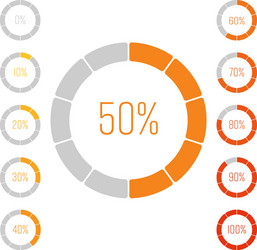 Pie chart full set ring percentage diagram Vector Image