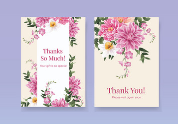 Floral spring thank you pink flowers card Vector Image