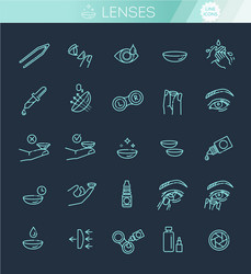 Contact lenses icon set flat design style Vector Image