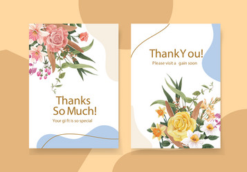 Thank you card design on a flower theme Royalty Free Vector