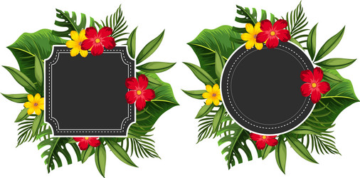 Round border template with yellow and red flowers Vector Image