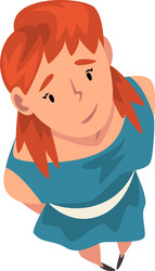 Smiling young woman character looking up view Vector Image