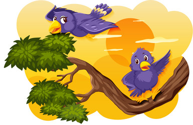 Bird in nature sunset scene Royalty Free Vector Image