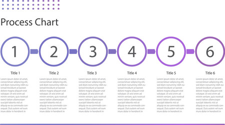 Process chart template with six steps Royalty Free Vector