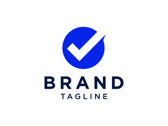 Approved icon line blue check mark with blue Vector Image
