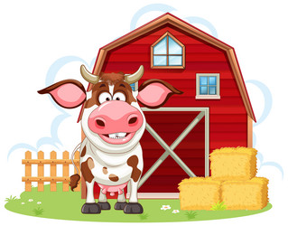Cute cow cartoon character Royalty Free Vector Image