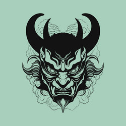 Fierce demon with black horns and sharp teeth Vector Image