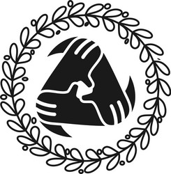 Leaf hand triangle commitment teamwork together Vector Image