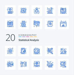 Statistical analysis 25 blue icon pack including Vector Image