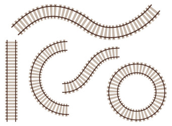 Realistic train track railroad contour Royalty Free Vector